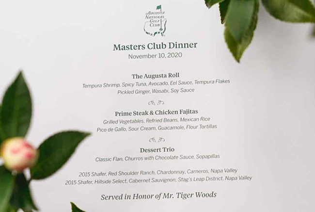 Tiger Woods’ Masters Champions dinner menu unveiled - SOCAL Golfer