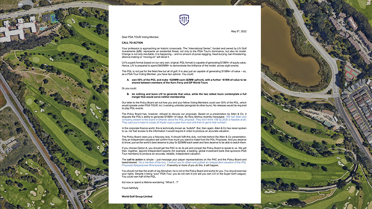 Premier Golf League sends strongly worded letter to Tour pros - SOCAL ...