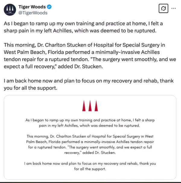 Tiger Woods announces devastating injury, undergoes surgery - SOCAL Golfer